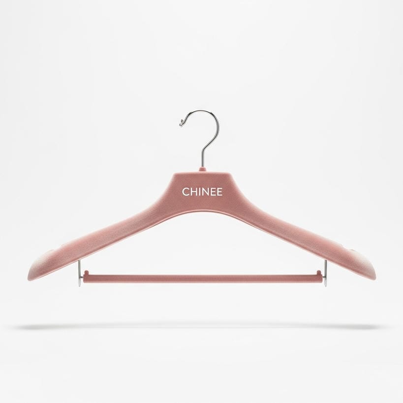 Customizable Pink Wooden Garment Hanger for Retail and Fashion Industry ...
